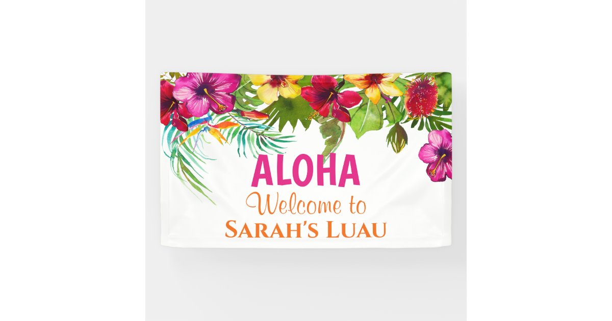 Aloha Luau Tropical Party Banner | Zazzle