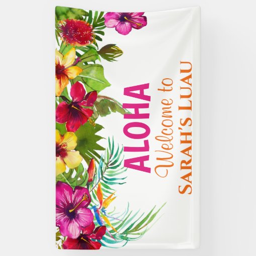 Aloha Luau Tropical Party Banner | Zazzle