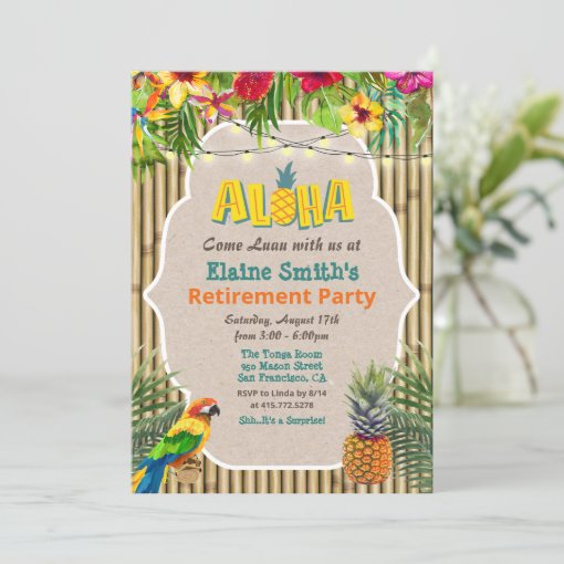 Aloha Luau Tropical Retirement Party Invitation | Zazzle