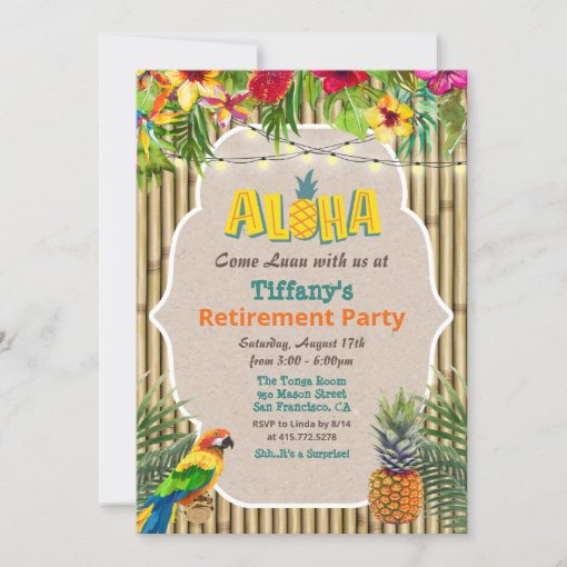 Aloha Luau Tropical Retirement Party Invitation | Zazzle