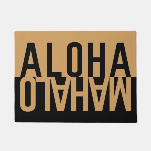 Aloha & Mahalo (Black) Doormat | Zazzle