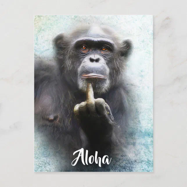 Aloha Middle Finger Salute Funny Ape Offensive Postcard | Zazzle