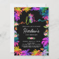 Aloha Neon Tropical Luau Summer Fun Birthday Invitation | Zazzle