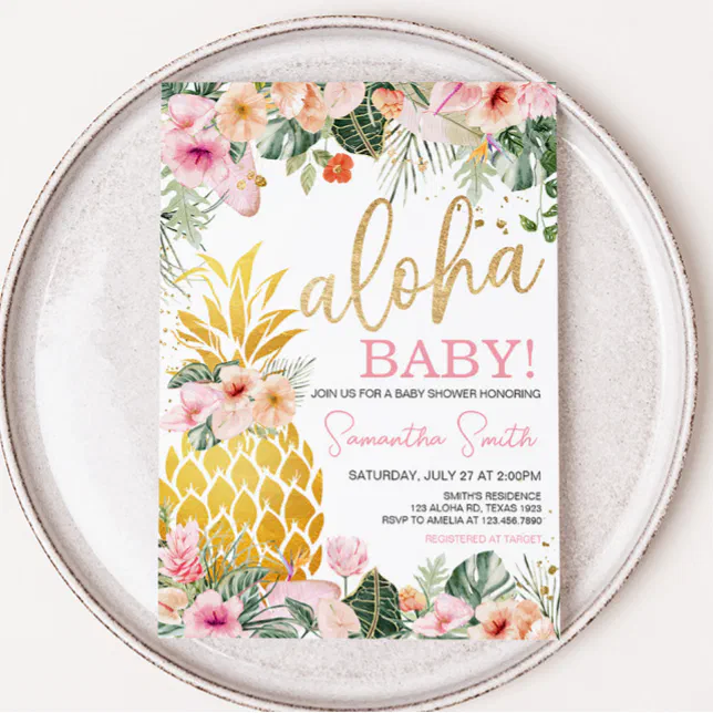 Aloha Pineapple Baby Shower Invitation | Zazzle