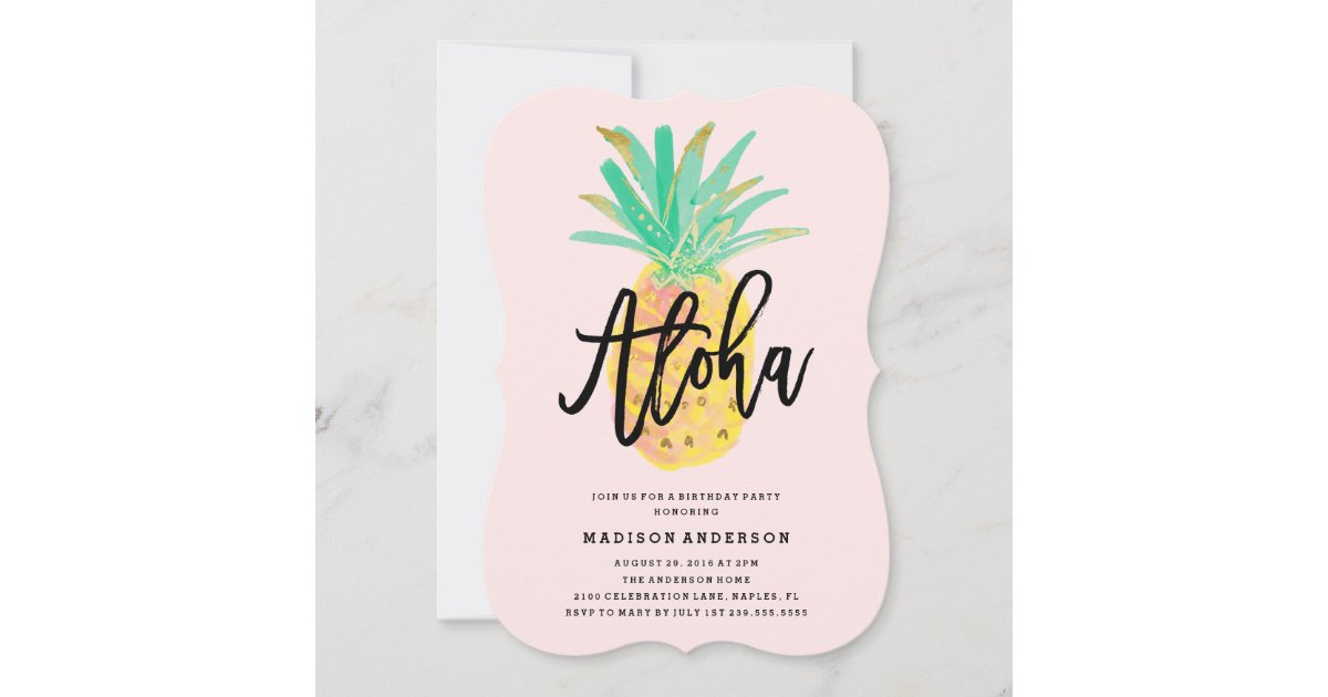 Aloha Pineapple Party Invitation | Zazzle