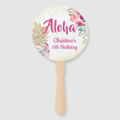 Aloha Pink Gold Pineapple Birthday Favor Hand Fan | Zazzle