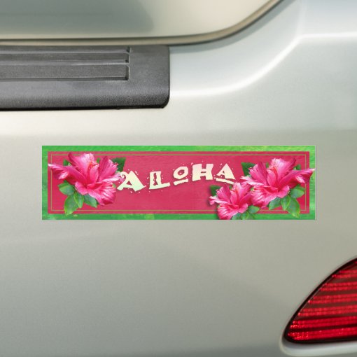 Aloha Pink Hibiscus Decorative Bumper Sticker | Zazzle