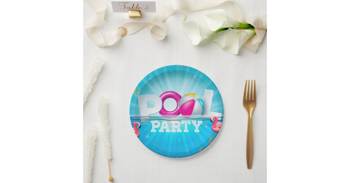 Aloha Pool Party Paper Plates | Zazzle