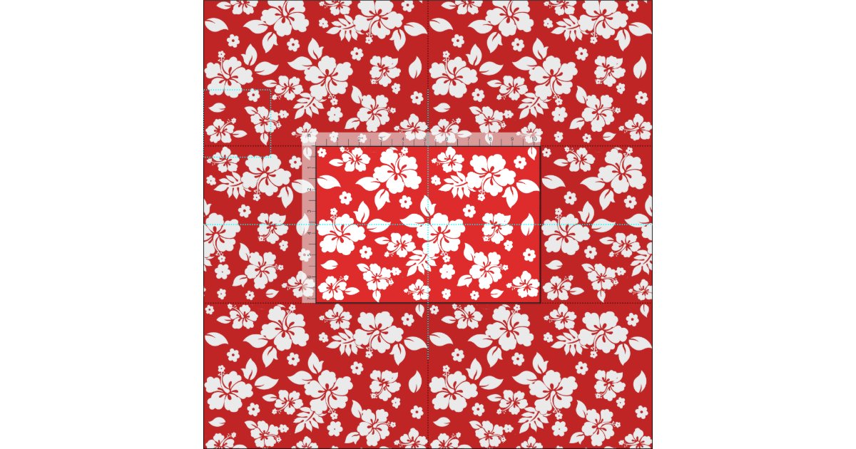 Aloha Red Classic Hawaiian Print Background Color Fabric | Zazzle