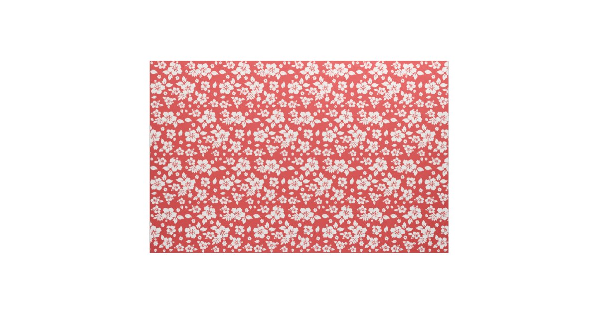 Aloha Red Classic Hawaiian Print Background Color Fabric | Zazzle