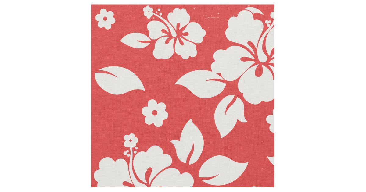 Aloha Red Classic Hawaiian Print Background Color Fabric | Zazzle