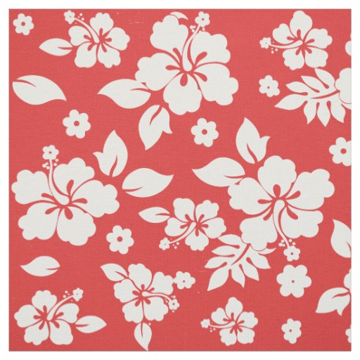 Aloha Red Classic Hawaiian Print Background Color Fabric | Zazzle