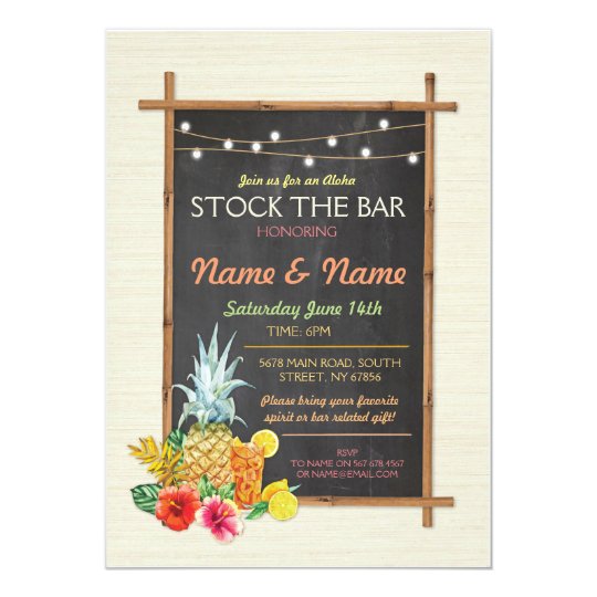 Aloha Stock The Bar Cocktail Engagement Invite | Zazzle.com