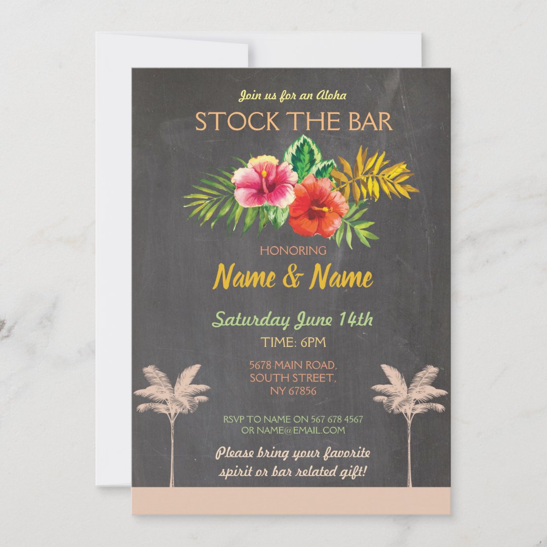 Aloha Stock The Bar Luau Tiki Engagement Invite | Zazzle