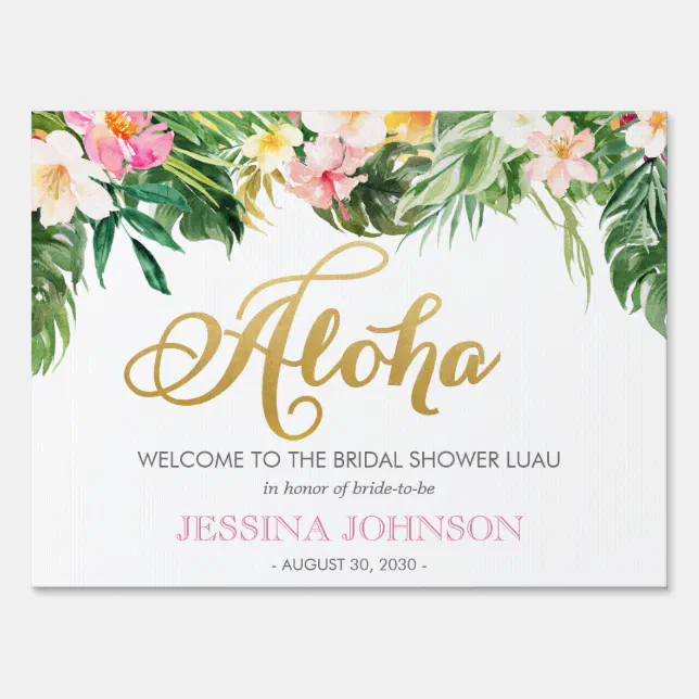 Aloha Summer Tropical Luau Bridal Shower Welcome Sign | Zazzle