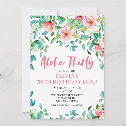 Aloha Thirty Tropical Luau Birthday Invitation | Zazzle