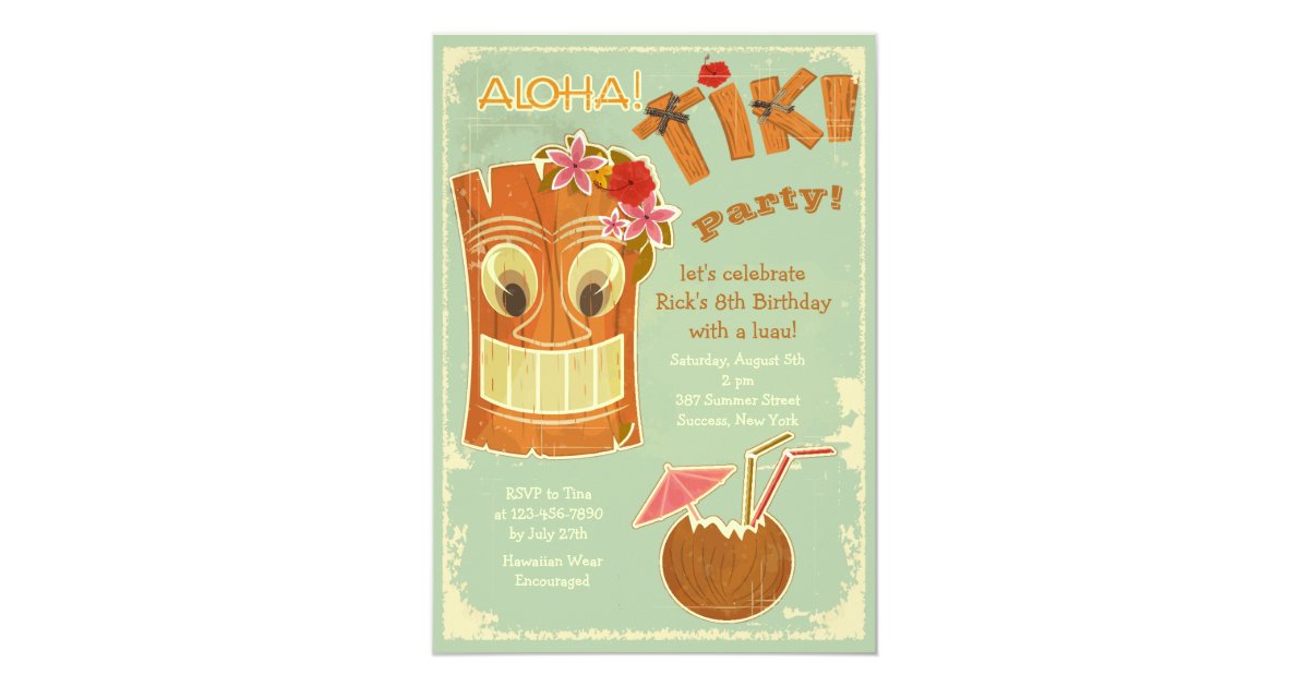 Aloha Tiki Party Invitation | Zazzle.com
