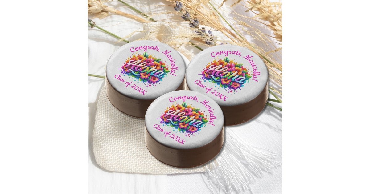 Aloha Tropical Graduation Luau Party Chocolate Covered Oreo | Zazzle