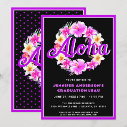 Aloha Tropical Graduation Luau Party Invitation | Zazzle
