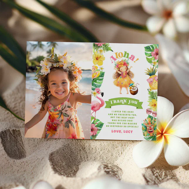 Aloha Tropical Hawaii luau photo thank you card | Zazzle