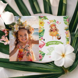 Aloha Tropical Hawaii luau photo thank you card | Zazzle