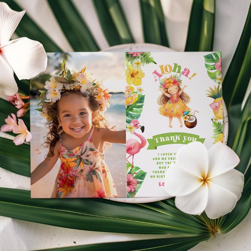 Aloha Tropical Hawaii luau photo thank you card | Zazzle
