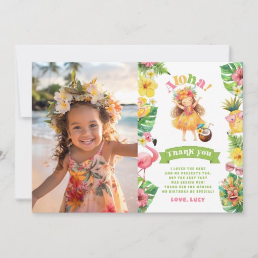 Aloha Tropical Hawaii luau photo thank you card | Zazzle