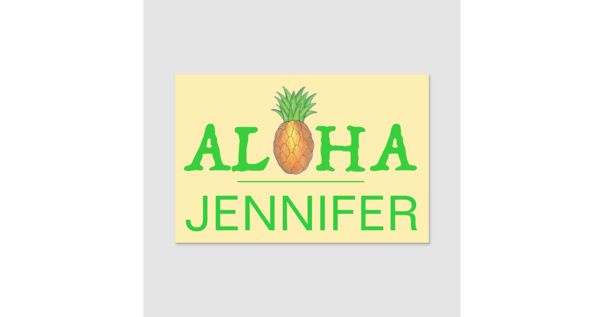 Aloha Tropical Hawaiian Island Luau Pineapple Name Tag | Zazzle