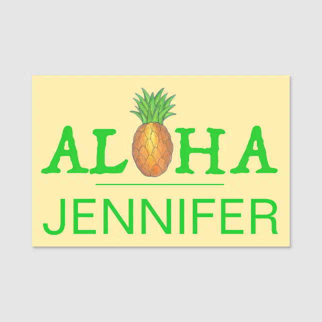 Aloha Tropical Hawaiian Island Luau Pineapple Name Tag | Zazzle