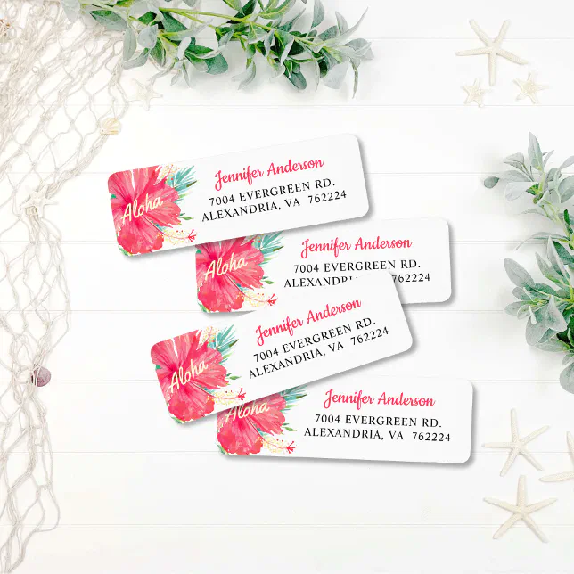 Aloha Tropical Hibiscus Return Address Label | Zazzle