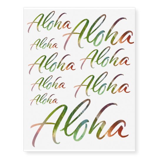 Aloha Tropical Lettering Hawaii Nature Calligraphy Temporary Tattoos ...