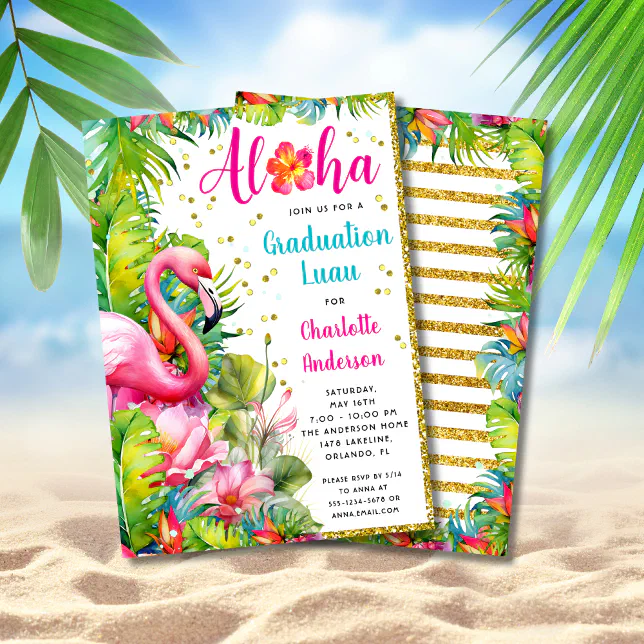 Aloha Tropical Luau Graduation Party Invitation | Zazzle