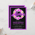 Aloha Tropical Luau Neon Purple Birthday Invitation | Zazzle
