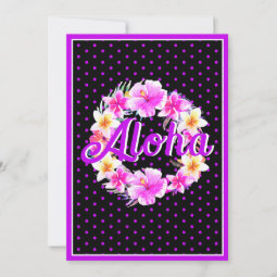 Aloha Tropical Luau Neon Purple Birthday Invitation | Zazzle