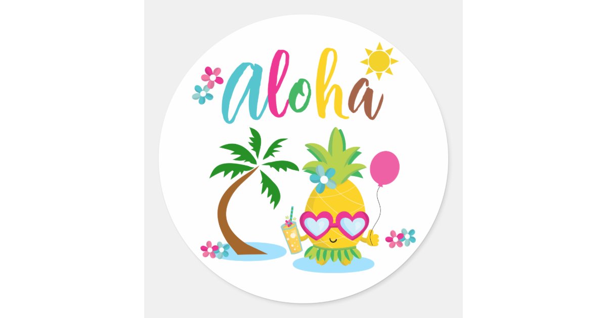 Aloha Tropical Luau Party Classic Round Sticker | Zazzle