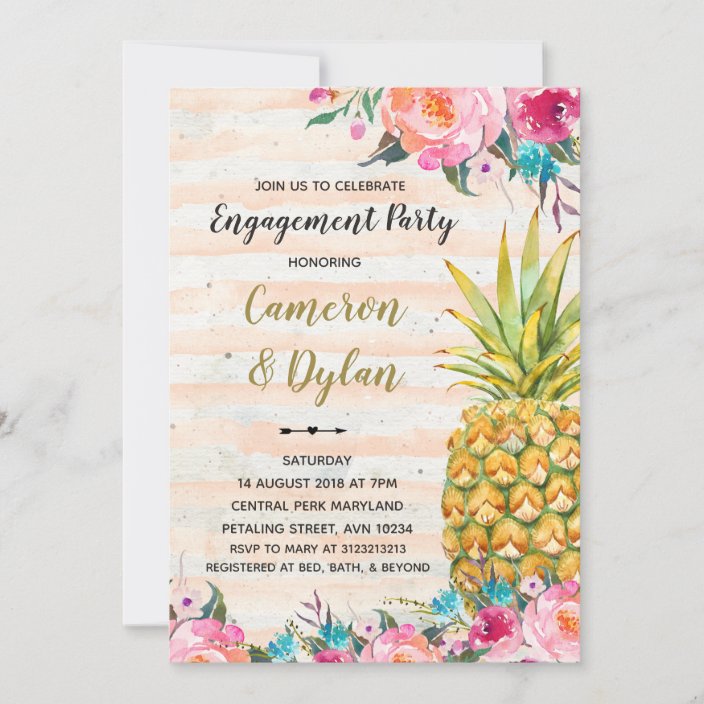 aloha tropical pineapple engagement invitation | Zazzle.com