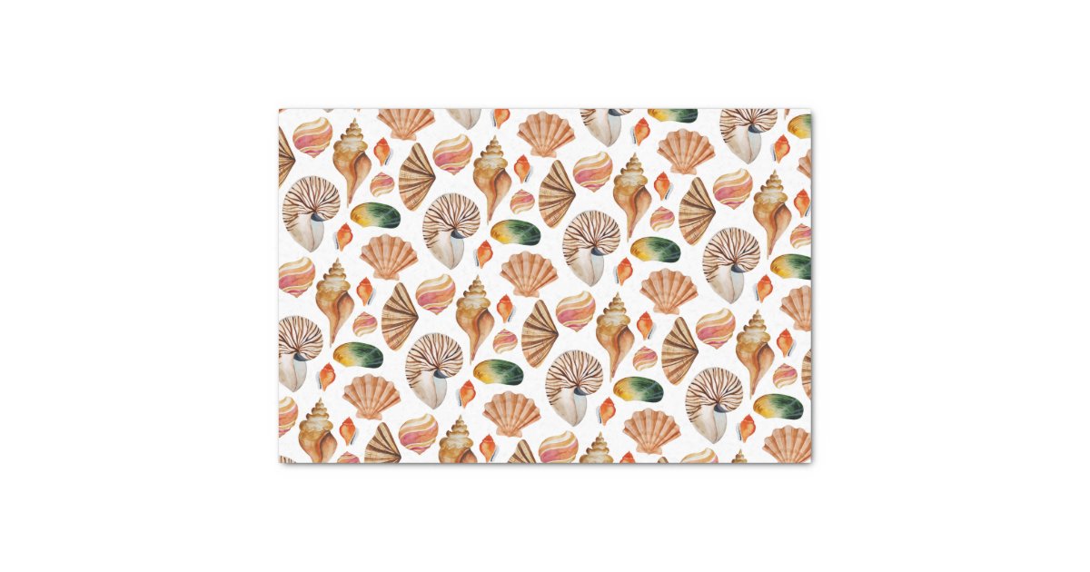 Aloha! Tropical Sea Shells Pattern Tissue Paper | Zazzle