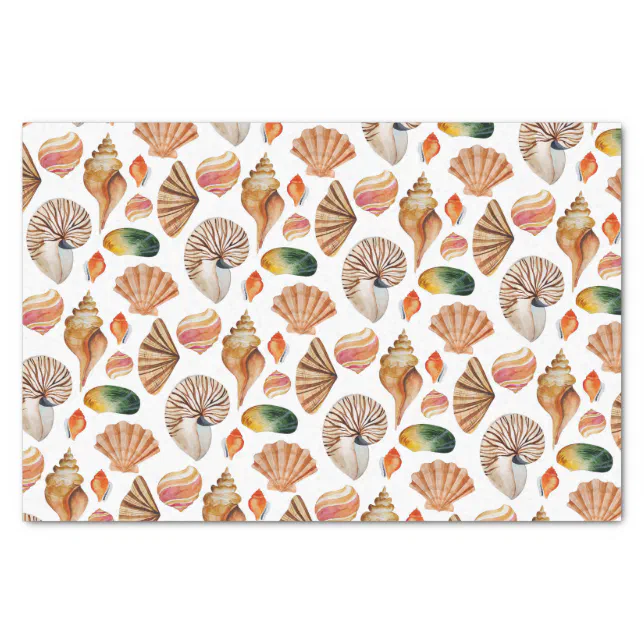 Aloha! Tropical Sea Shells Pattern Tissue Paper | Zazzle
