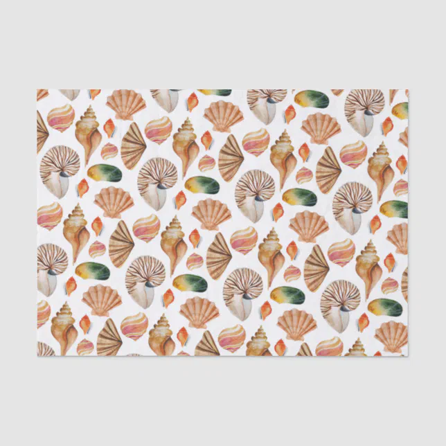 Aloha! Tropical Sea Shells Pattern Tissue Paper | Zazzle