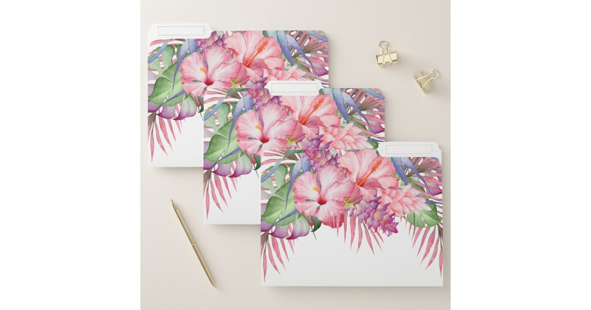 Aloha Tropical Watercolor Floral File Folder | Zazzle