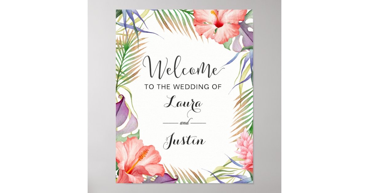 Aloha Tropical Wedding Welcome Poster | Zazzle