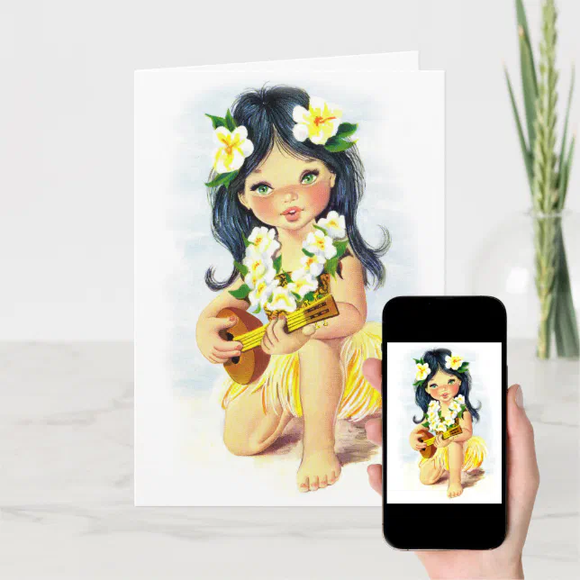 ALOHA Valentine Hawaiian Hula Girl Card | Zazzle