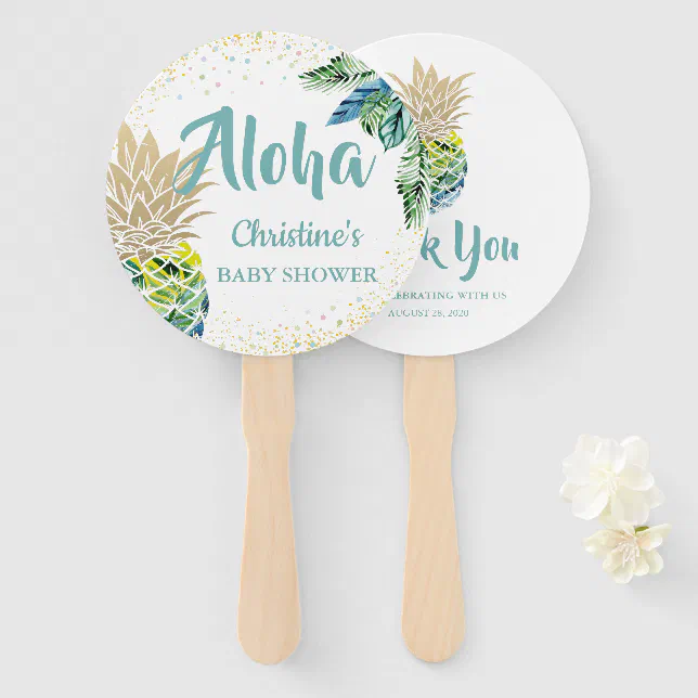 Aloha Watercolor Tropical Pineapple Beach Hand Fan | Zazzle