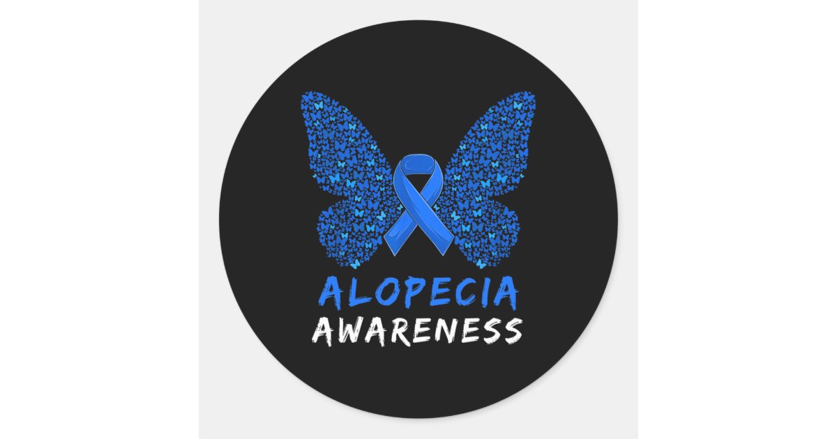 Alopecia Areata Awareness Month Blue Ribbon Classic Round Sticker | Zazzle
