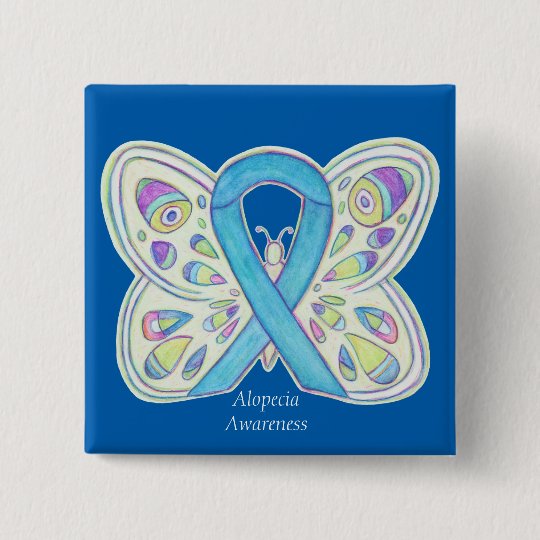 Alopecia Butterfly Awareness Ribbon Custom Art Pin | Zazzle.com