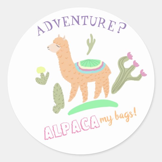 Alpaca Adventure My Bags Classic Round Sticker | Zazzle.com