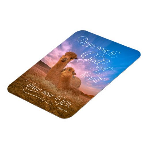 Alpaca Bible Verse Draw Near to God Photo Magnet | Zazzle