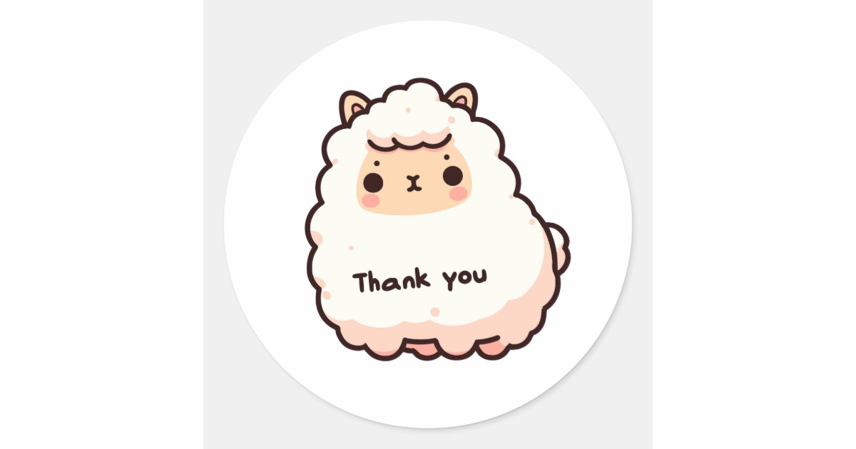 Alpaca - Thank you Classic Round Sticker | Zazzle