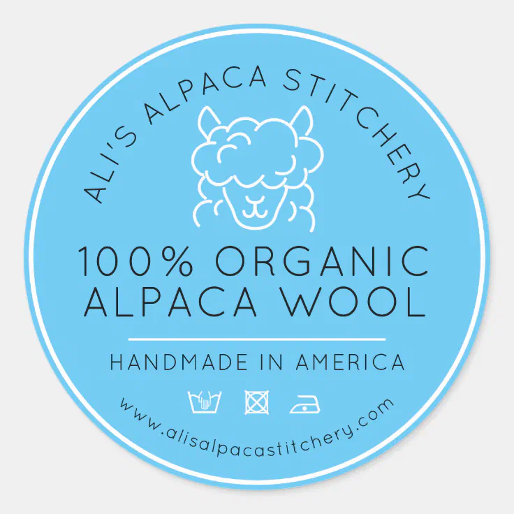 Alpaca wool product blue white knitting business classic round sticker ...