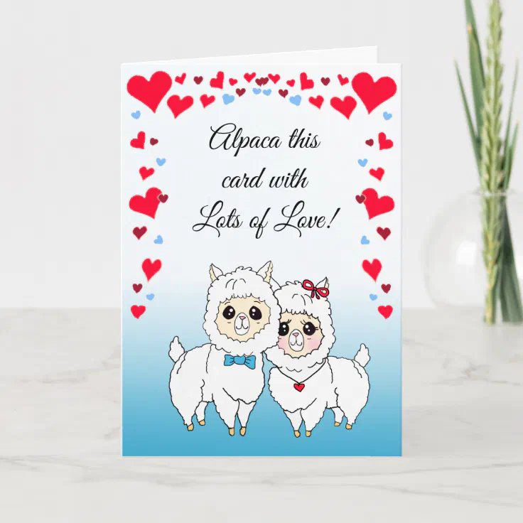 Alpacas and LLamas Funny Valentine's Day Card | Zazzle